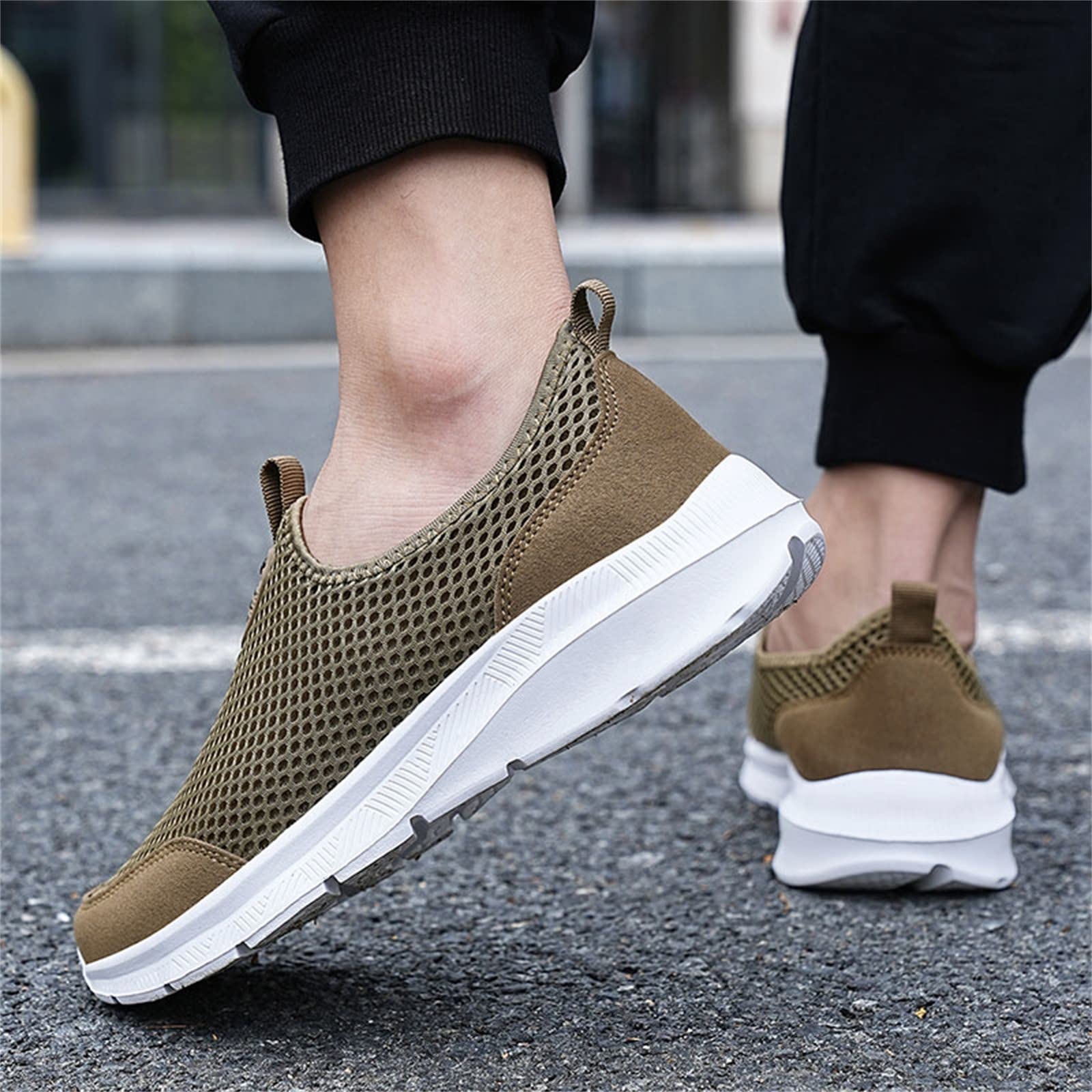 Men Solid Color Mesh Lace Up Casual Shoes Comfortable Breathable Soft Sole Sneakers Mens Summer Sneakers