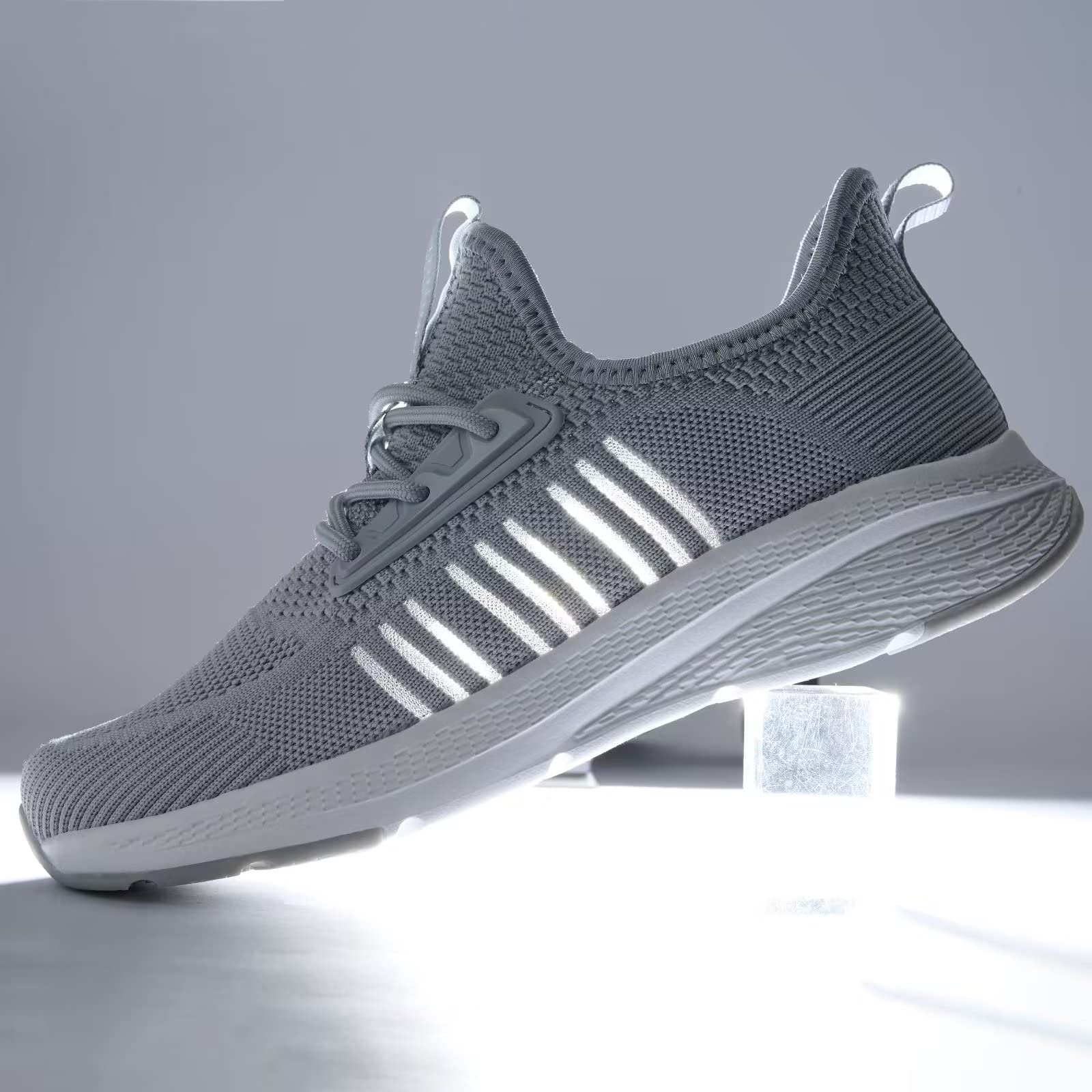 Lamincoa Womens Walking Sneakers Running Tennis Shoes Lightweight Memory Foam Casual for Gym Workout Yoga Light Grey Size 8