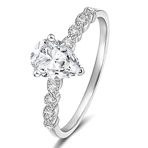 Mameloly 1.5CT Teardrop Engagement Rings for Women Marquise Pear Shaped Cubic Zirconia Promise Rings for Her Size 6