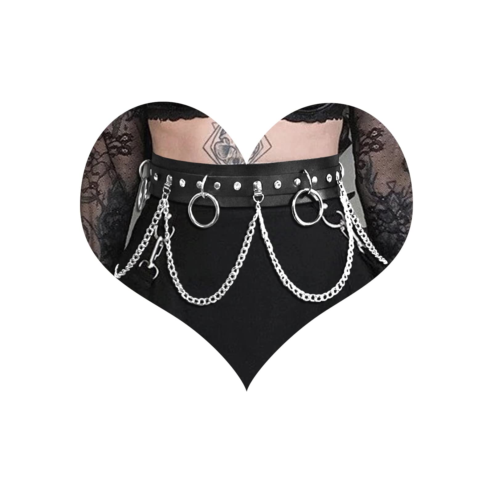 MJartoria Punk Waist Chain Belt Faux Leather Body Chains Body Jewelry Accessories Gothic Waist Jewelry for Women (Black)