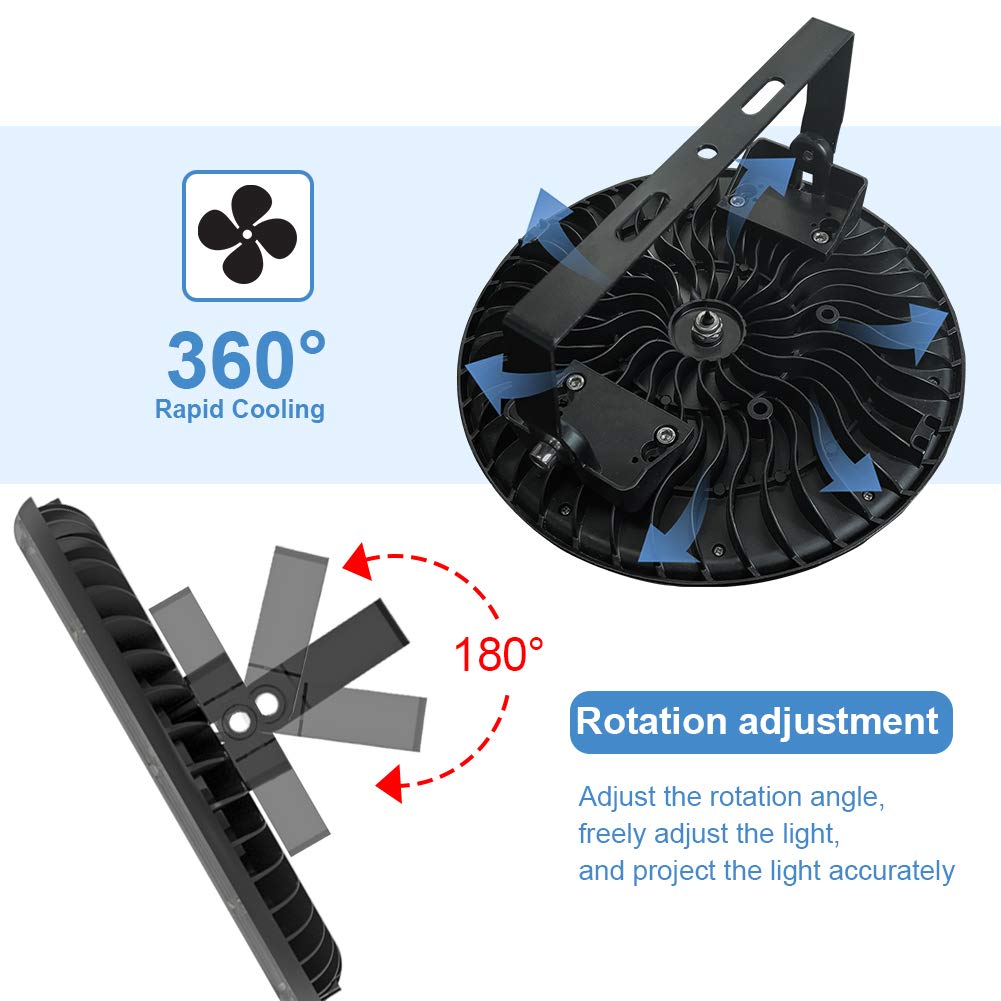 Kekeou High Bay Light, UFO Light, LED High Bay Light, 100W UFO Light, Super Bright, Waterproof IP66 10000LM, Light for Workshop, Warehouse, Factory
