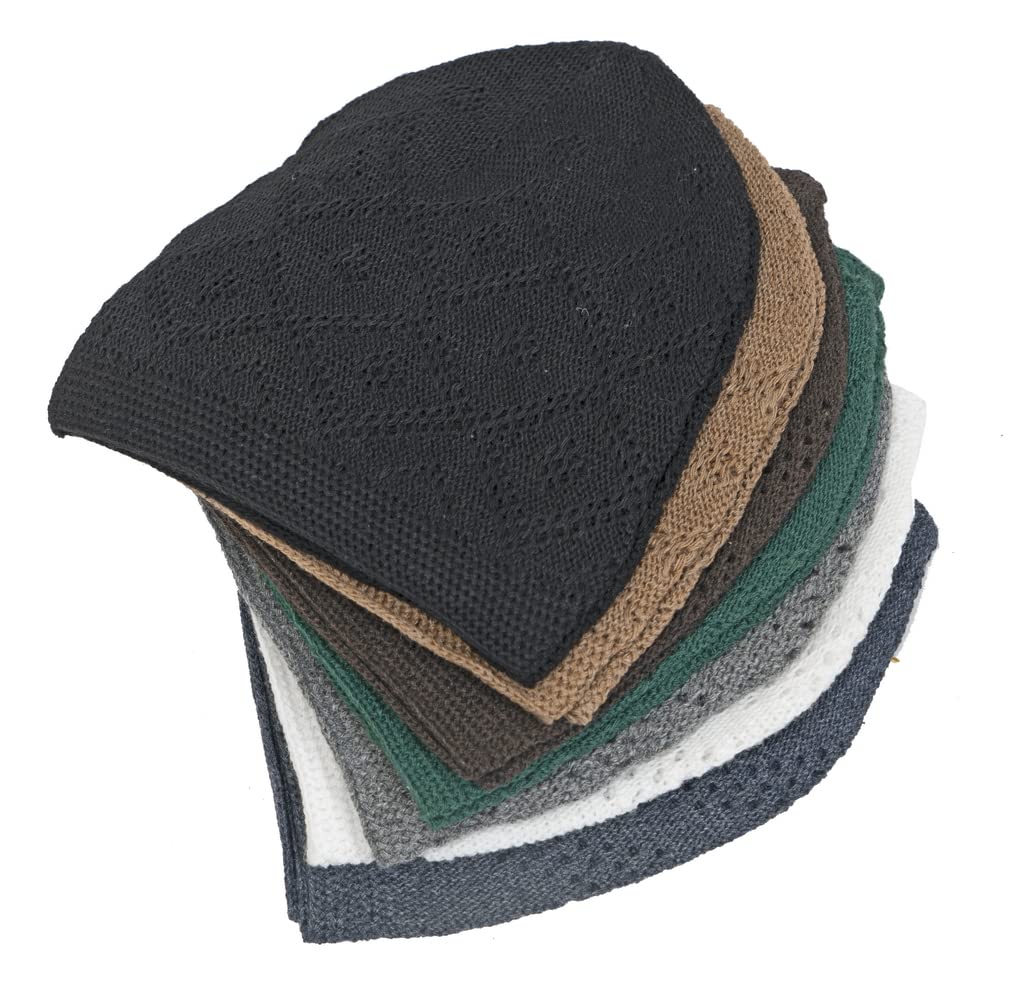 JILANI HANDICRAFT 7X Islamic Muslim Knitting Kufi Topi Prayer Hat Crochet Taqiyah Takke Skull Cap