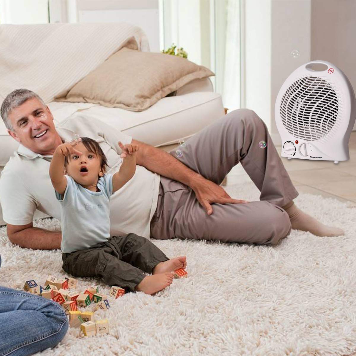 Portable Fan Heater, Homeleader Small Space Heater with Thermostat, Tabletop/Floor Ceramic Heater for Office
