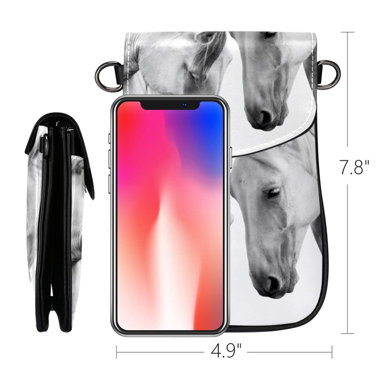 Small Crossbody Bag Horse White Cell Phone Purse Wallet