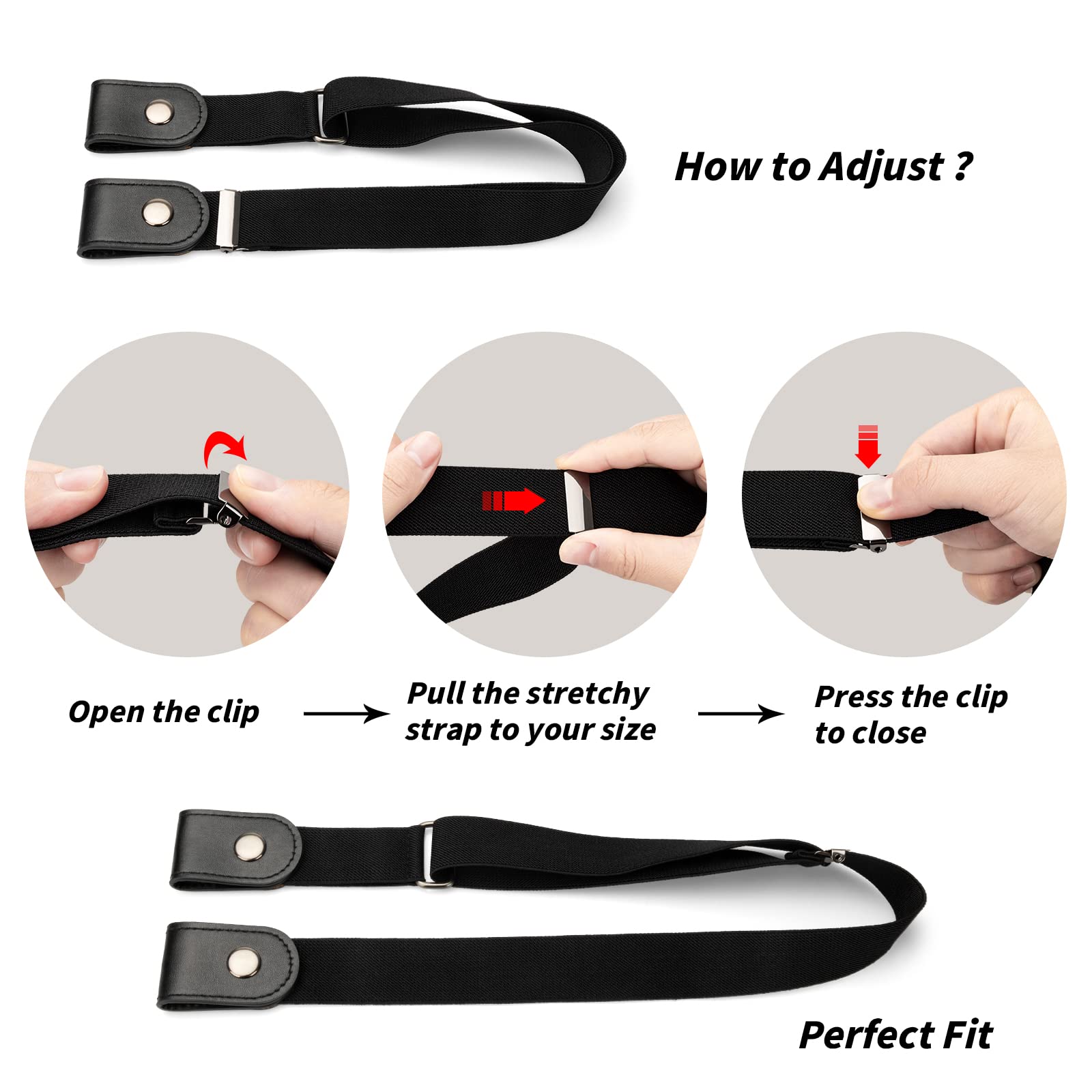 macoking No Buckle Belt Women Belts for Jeans No Show Elastic Belt for Women Men 2 Pack
