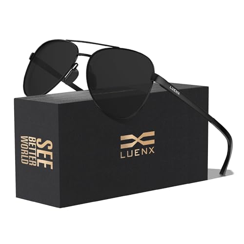 LUENX Aviator Sunglasses for Men Women Polarized - UV 400 Protection 59 mm(Gradient Black Purple)
