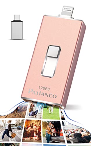 Photo Stick for iPhone, USB Flash Drive for iPhone, MFi Certified Apple Photo Stick, iPhone-Thumb-Drive, 128GB iPhone-Memory-Stick for iPad/iPhone/Computer Picture Keeper Portable Hard Drive 128GB