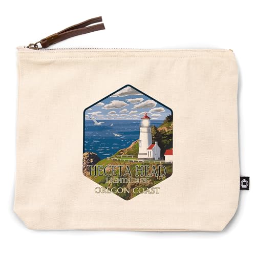 Lantern Press Oregon Coast, Heceta Head Lighthouse, Contour (100% Cotton Canvas Travel Accessory Go Bag)