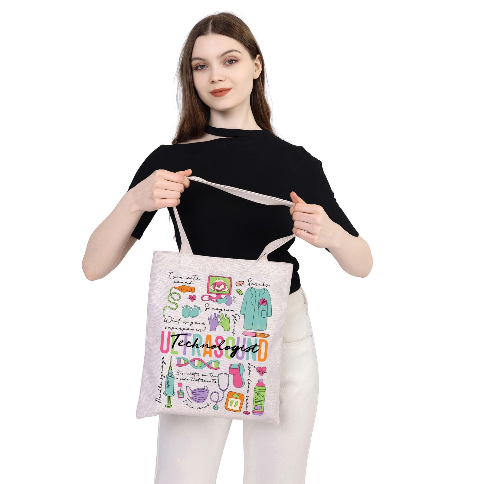 WSNANG Ultrasound Technologist Tote Bag Ultrasound Tech Gift RDMS Grad Reusable Grocery Bag Ultrasound Tech Graduation Gift (Ultrasound TB)