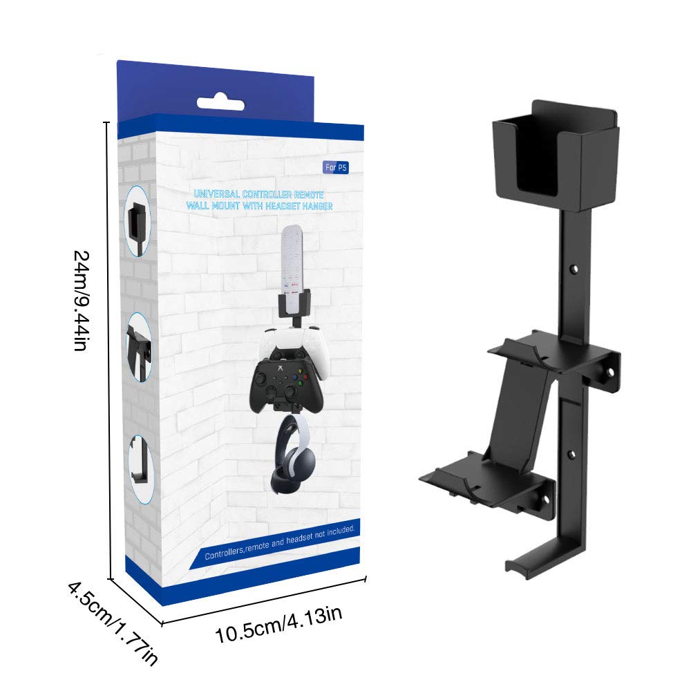 Manford Inc Stand Hook Organizer for Your Video Game Accessories,Universal Wall Mount Game Controller Stand Holder for Nintendo Switch/Switch lite/Xbox one/Playstation PS4/Playstation PS5(Black)