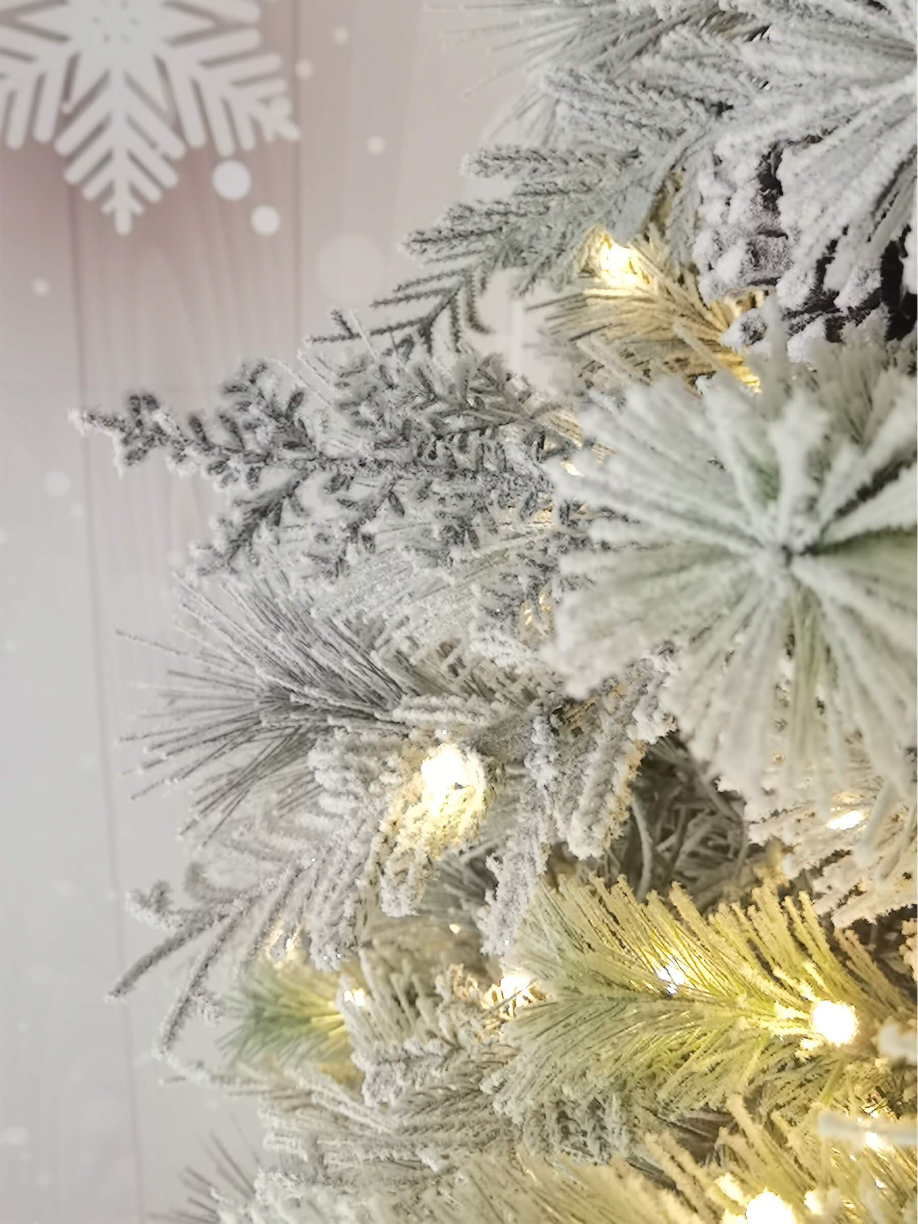 Kuopociaga Flocked Artificial Christmas Tree Prelit 650 LED Lights 7.5 Feet Pine