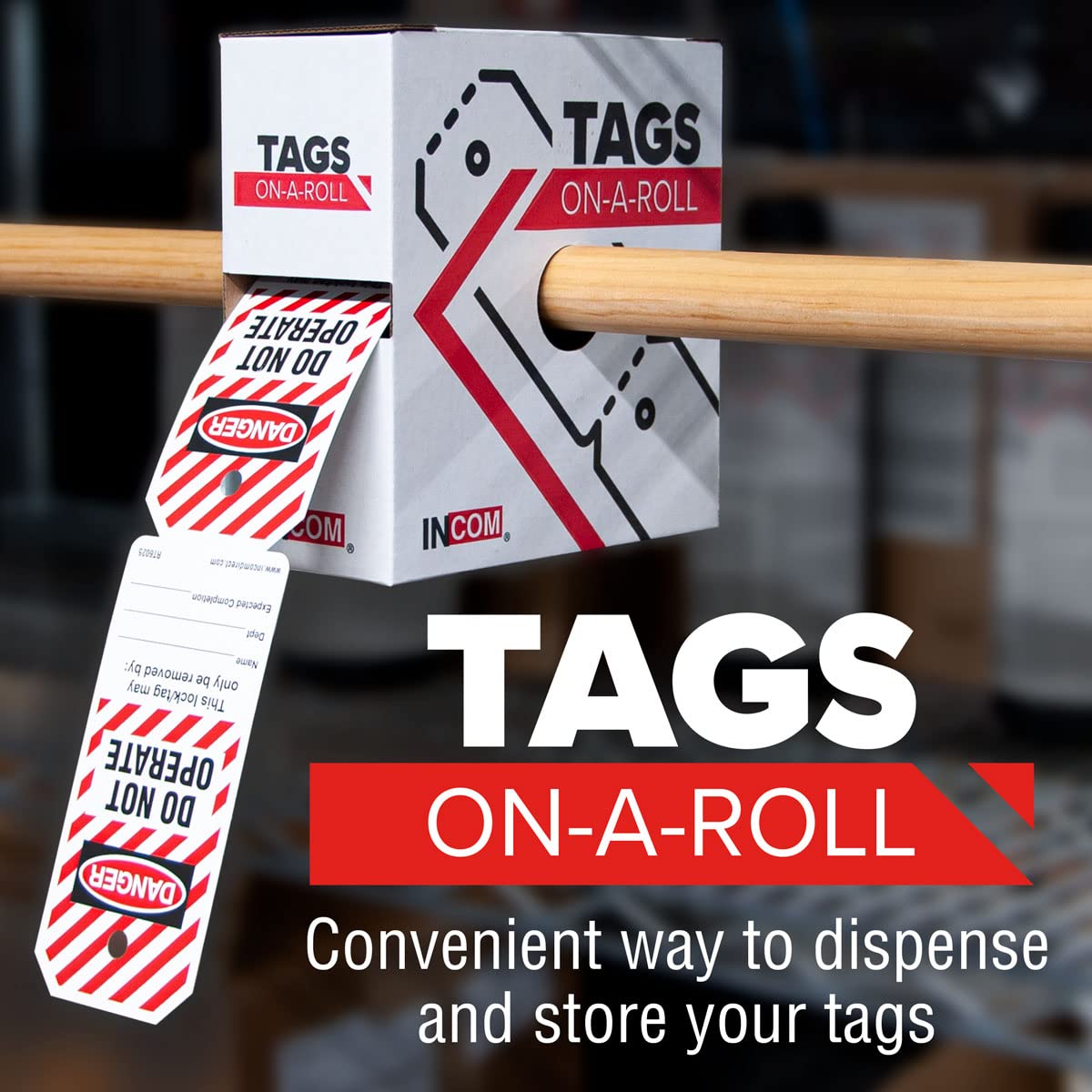 Lockout Tags On A Roll, Danger - Blank | Heavy-Duty Duraply Stock | Waterproof and Tear-Resistant | Red/Black On White | 6.25 Inches X 3 Inches X 10 Mil Thickness (RT1112) (250)