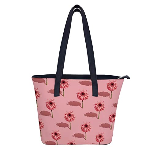Modern Floral Pattern Women's Tote Bag PU Leather Shoulder Bag Handbags Purse For Work Shopping Travel