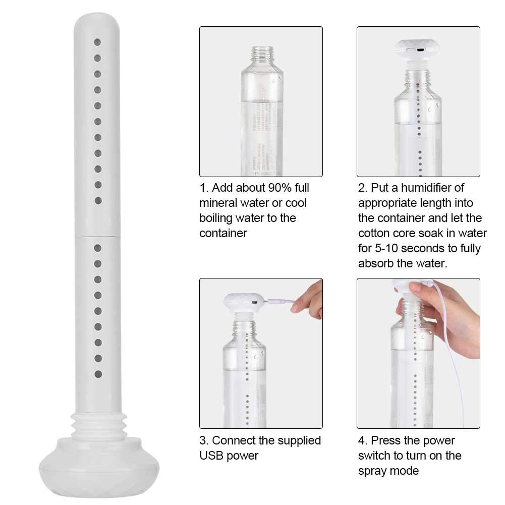 Portable Mini Humidifier USB Cool Mist Humidifier Travel Air Moisturizing Humidifier Cool Mist Purifier White with USB Cable Diffuser Without Water Bottle for Car Home Travel Office Hotel Household