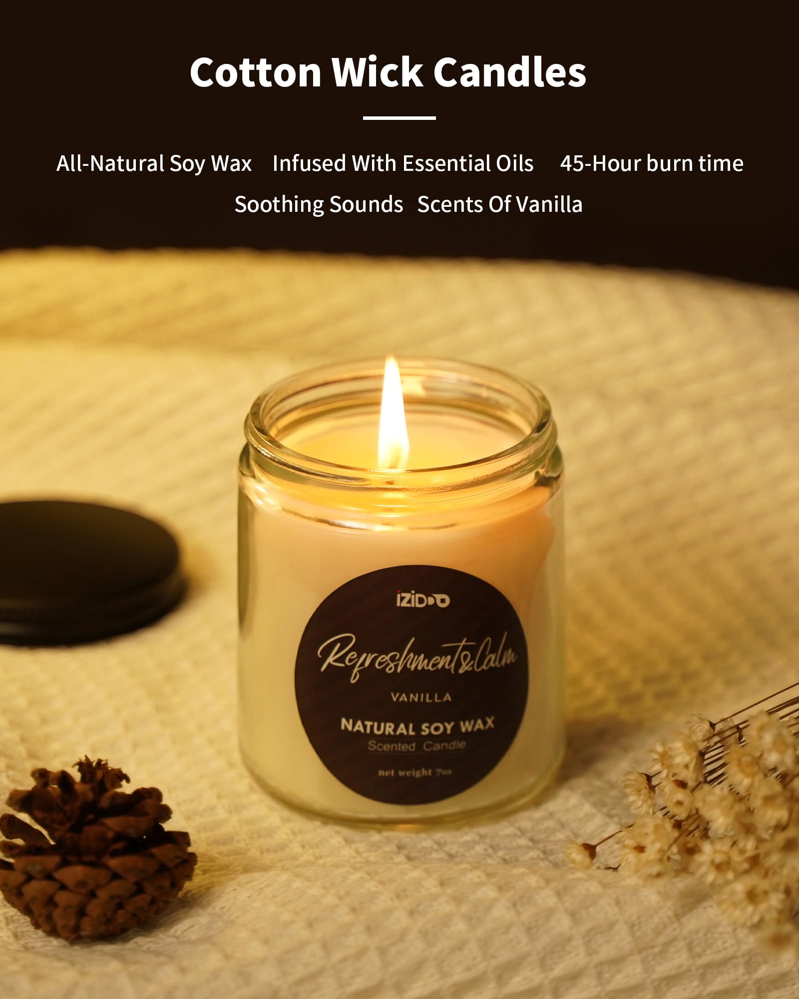IZIDDO Scented Candles,Candles for Home Scented,45 Hour Burn,Soy Candles Aromatherapy Candles Gifts for Women & Men-Clear Lavender Candles