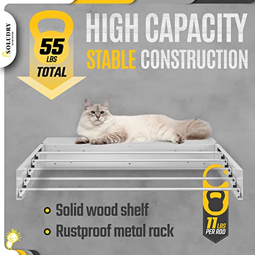 SOLUDRY Clothes Drying Rack Wall Mounted - 3-in-1 w/Shelf & Hanger Slots - Collapsible, Space Saving, Laundry Rack -Easy to Install Load Bearing 55 lb Drying Capacity - 31.5β Length x 5.9β Deep, White
