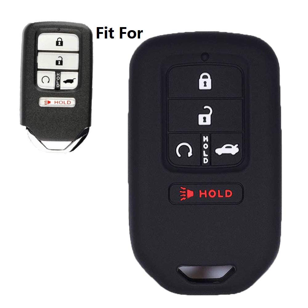 KUSTSOFT Key Fob Cover KOSMIQ Silicone Smart Car Key Case Protector for 2020 2019 2018 2017 2016 2015 Honda Accord Civic CR-V CRV Pilot EX-L(Black)
