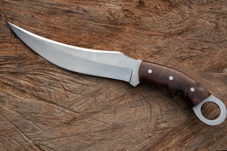 Mega Blades Fexmoo -7253 Custom Handmade D2 Steel Hunting Karambit Knife, D2 Steel 13-Inch Bowie Knife With Sheath, Silver