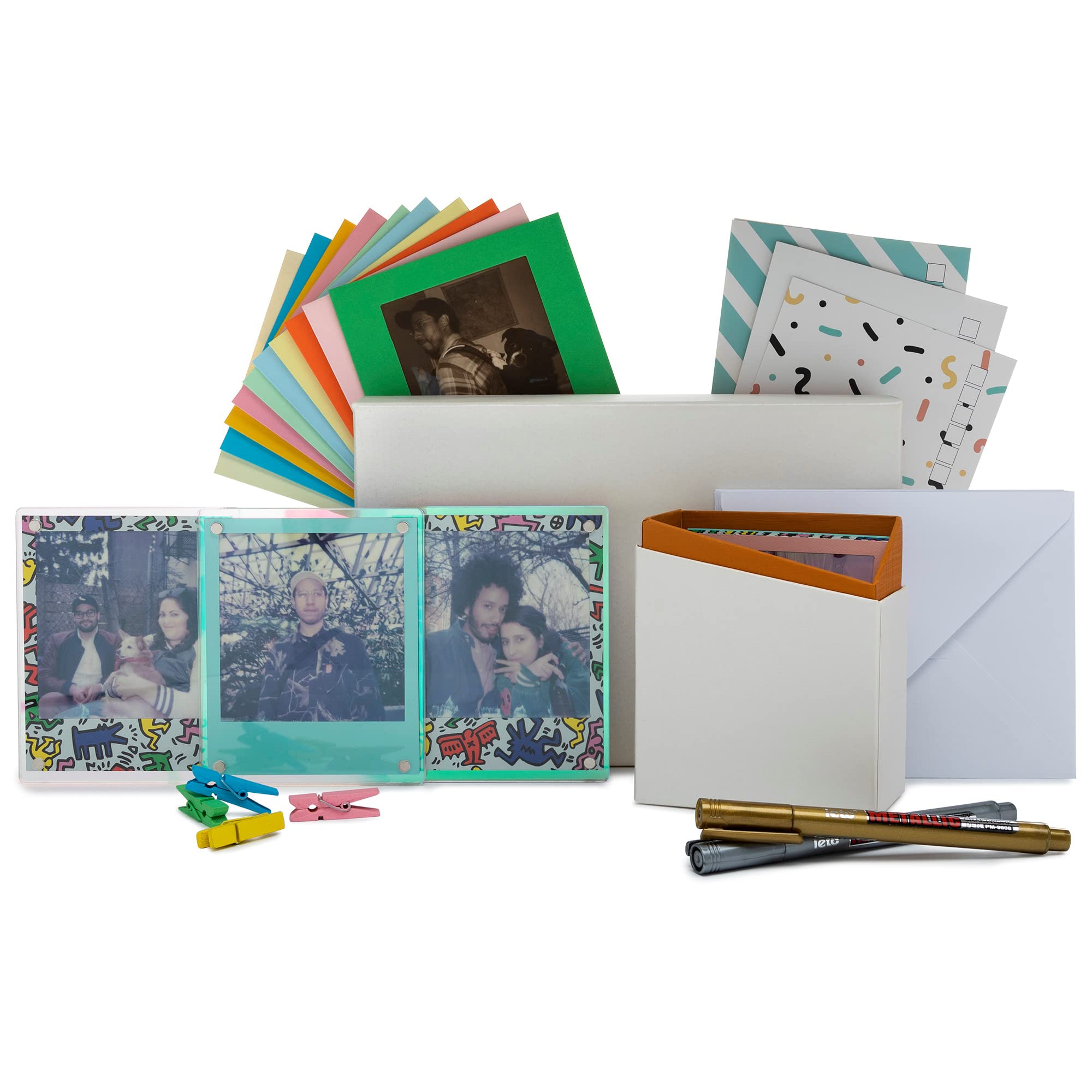 Polaroid Originals Go Instant Camera (White) Bundle with Film Double Packs and PhotoBox Kit (3 Items)