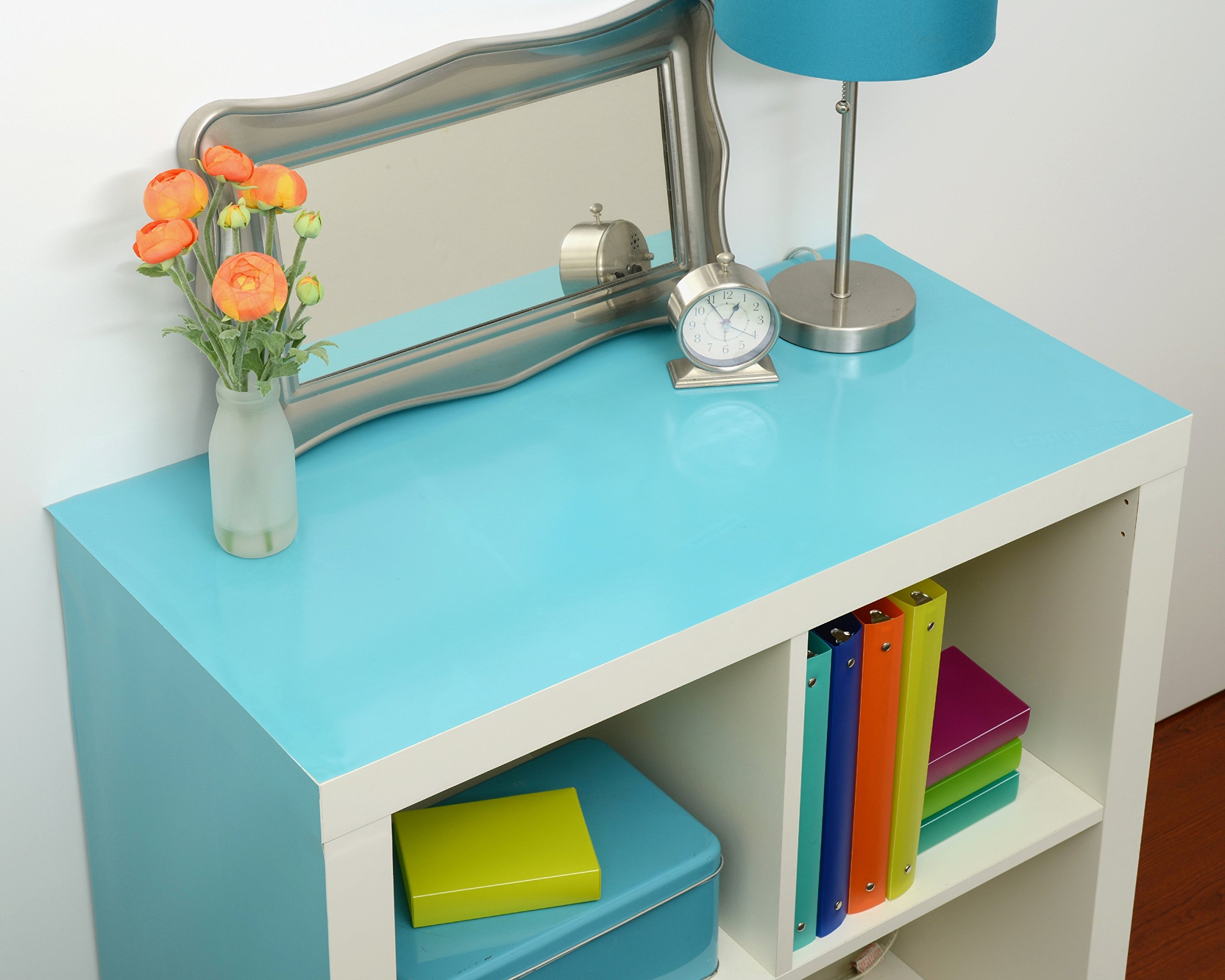 Magic Cover Adhesive Vinyl Paper, Multi-Functional Shelf Liner for Lining Drawers and Shelves, Waterproof and Durable, 18" x 20', Teal