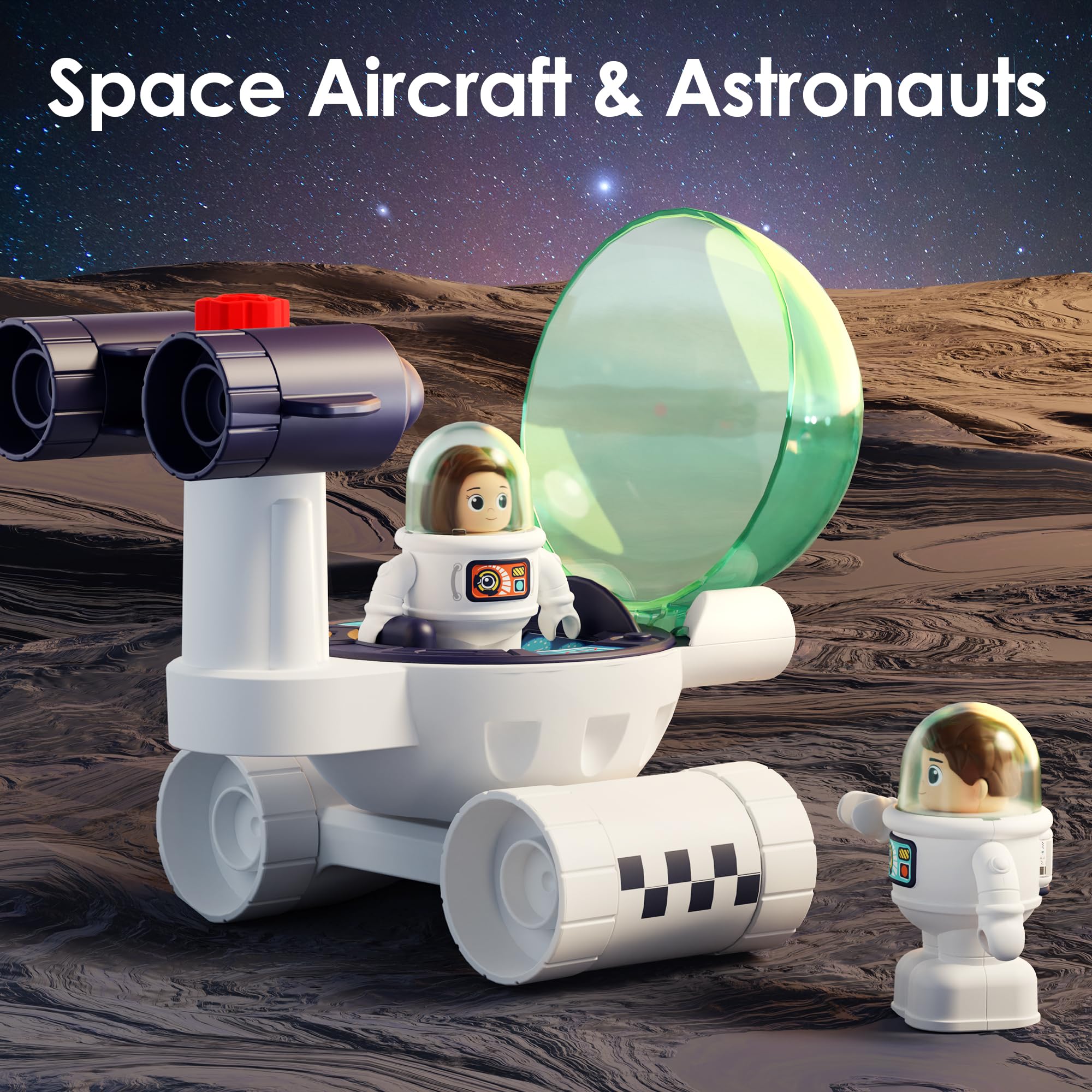 iPlay, iLearn Space Toys Spaceship for Kids 3-5, Boys Space Shuttles W/ Astronauts Robots, Outer Space Building Set, Universe Adventure STEM Science Kit, Learning Gift for 4 6 7 8 Years Old Girl Child
