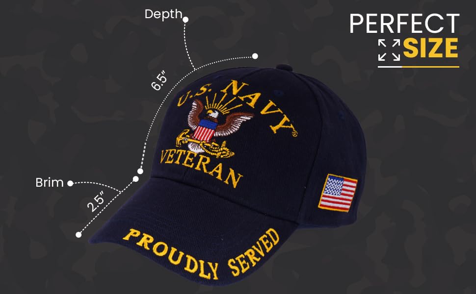 Trendy Zone 21 US Navy Veteran Hat for Men and Women, Officially Licensed Product | United States Navy (USN) | Ideal for Gifting | Navy Blue