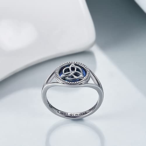 NIFUNAO Eternity Celtic Knot Ring 925 Sterling Silver Abalone Ring Wedding Band for Women Size 6-9