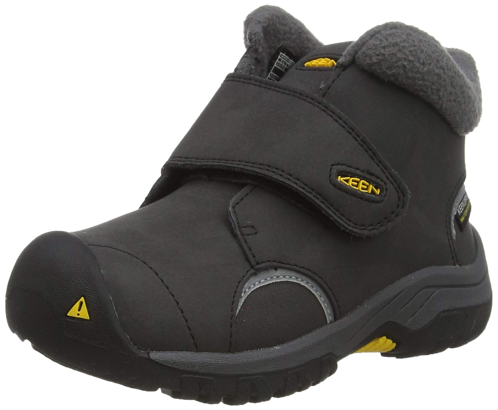 KEEN unisex child Kootenay Iii Mid Waterproof Winter Snow Boot, Black/Keen Yellow, 13 Little Kid US
