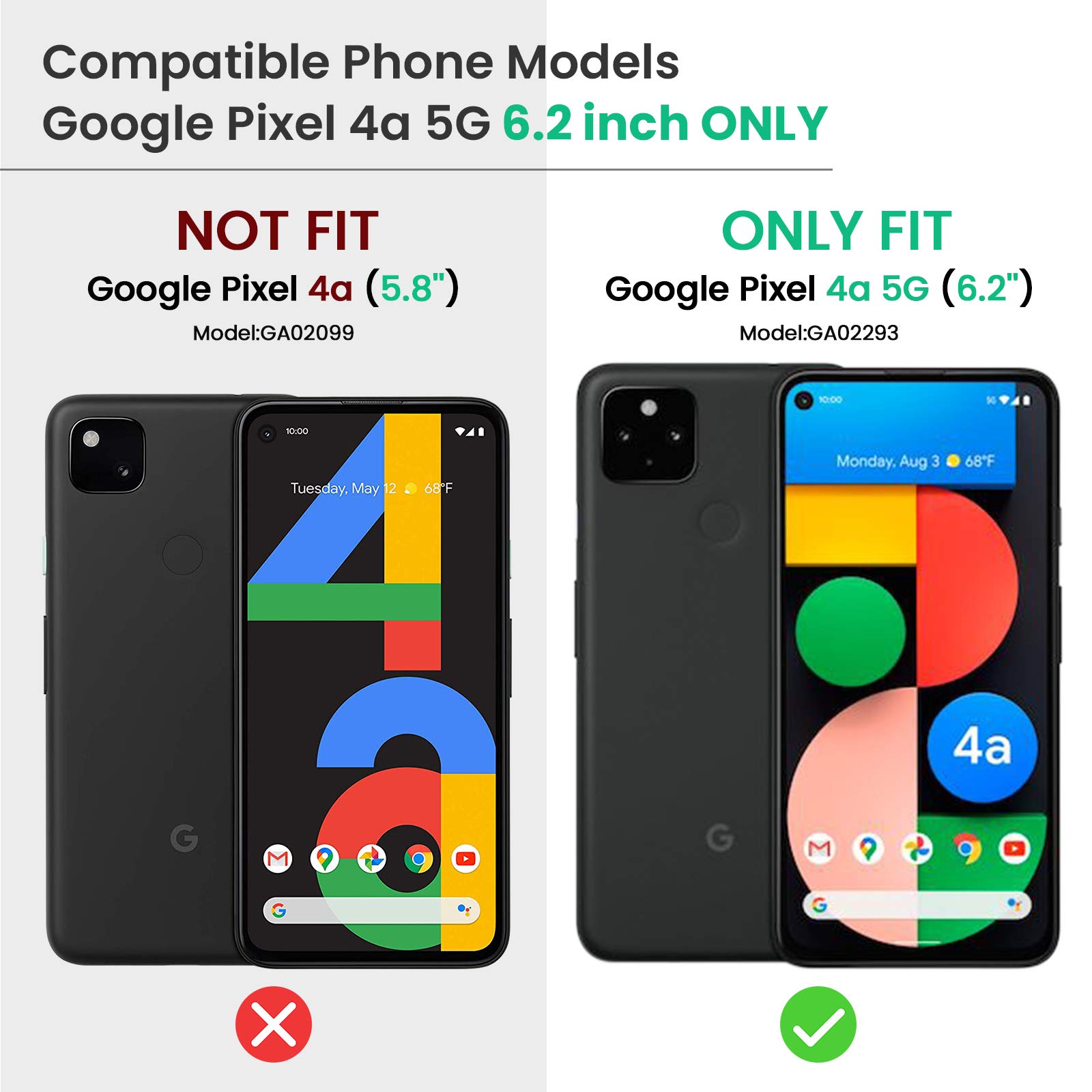 Lanhiem Pixel 4a 5G Case, IP68 Waterproof Dustproof Case [NOT Fit 4G Version] with Built-in Screen Protector, Full Body Protective Cover for Google Pixel 4a 5G Only, Black/Clear