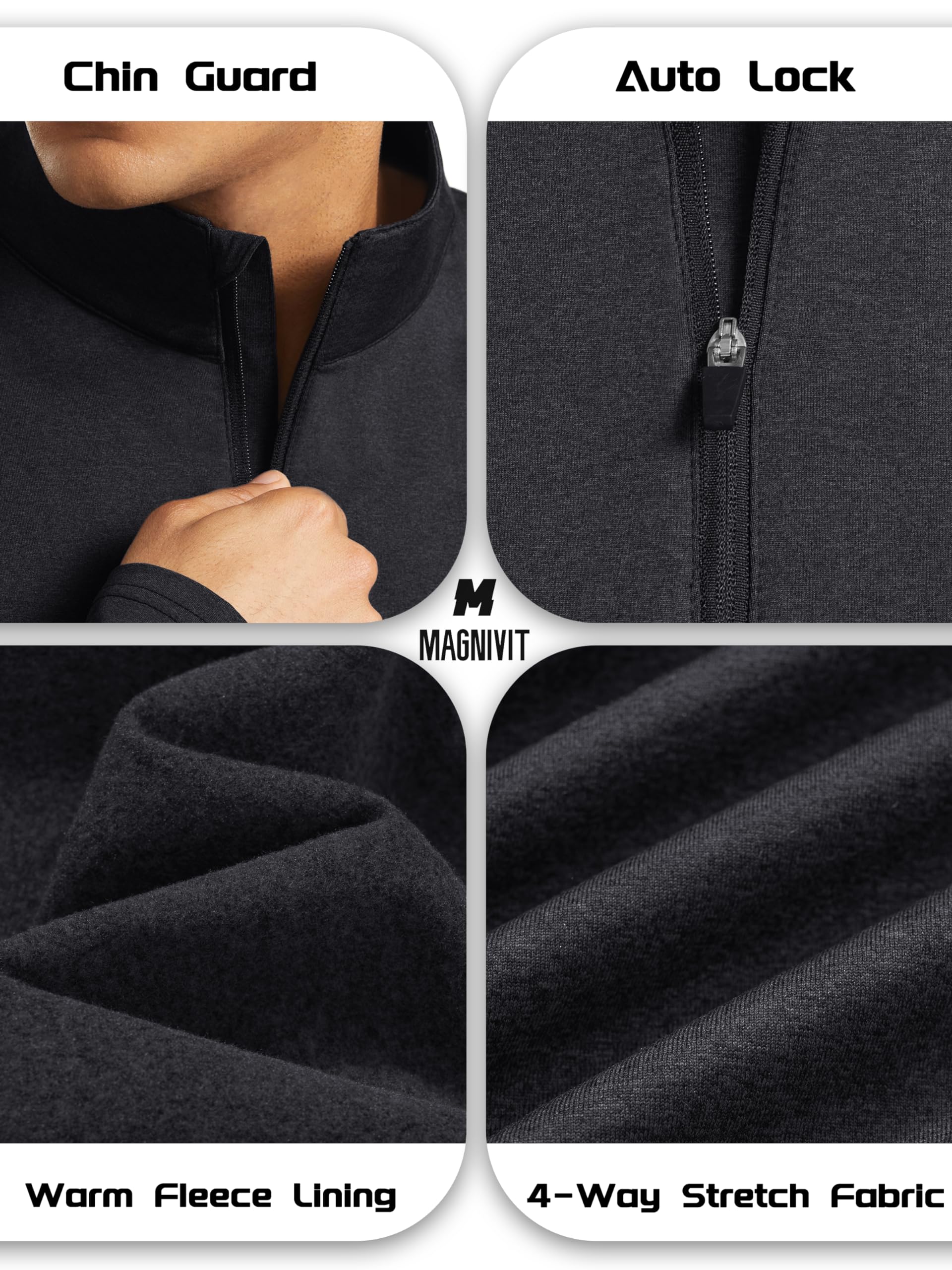 MAGNIVIT Men's Long Sleeve Shirt Workout Quarter-Zip Pullover Athletic Shirts Quick Dry Lightweight Golf Sports T-Shirt Orange M