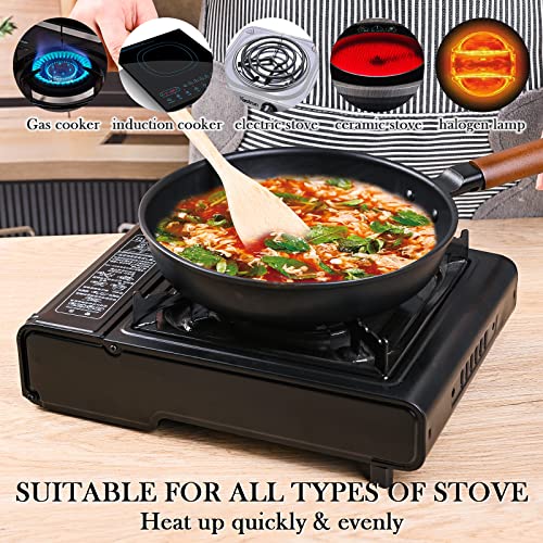 NWEWD Carbon Steel Frying Pan, 9.5-Inch, Nonstick, Omelette Pan, Pancake Pan, Chemical-Free, Easy to Clean, Ergonomic Handle, Safe on All Stove Top