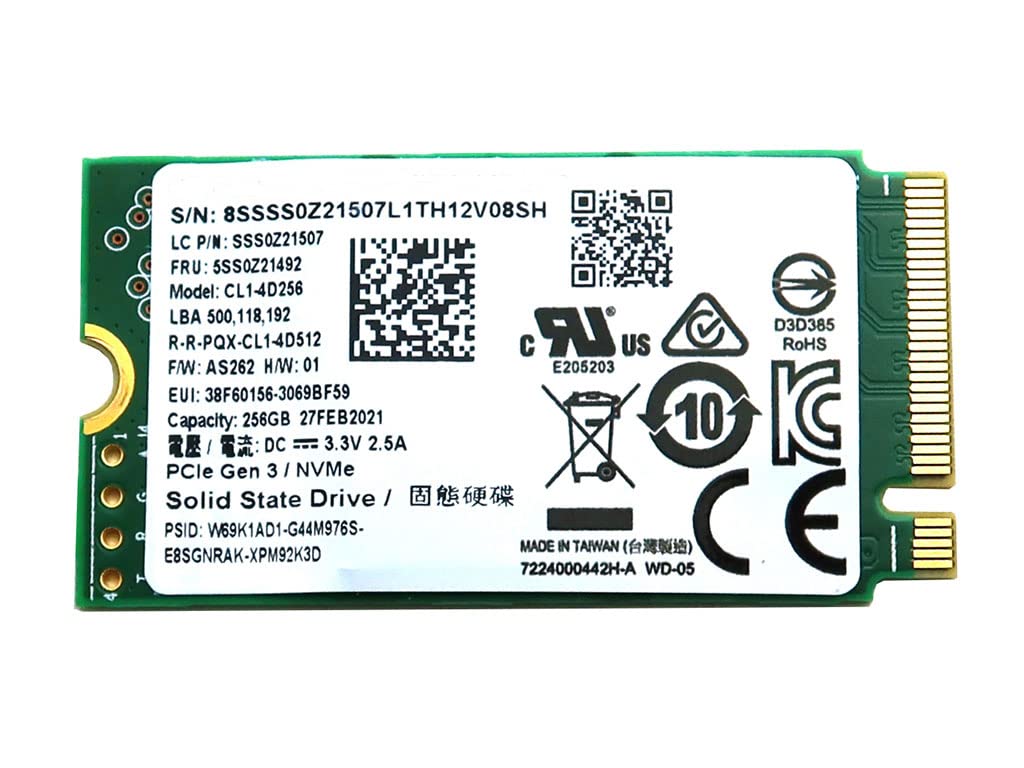 Solid State Drive SSS0Z21507 8SSSS0Z21507 Compatible Replacement Spare Part for SSSTC CL1-4D256 256GB M.2 2242 NVMe PCIe Gen3 x4 SSD