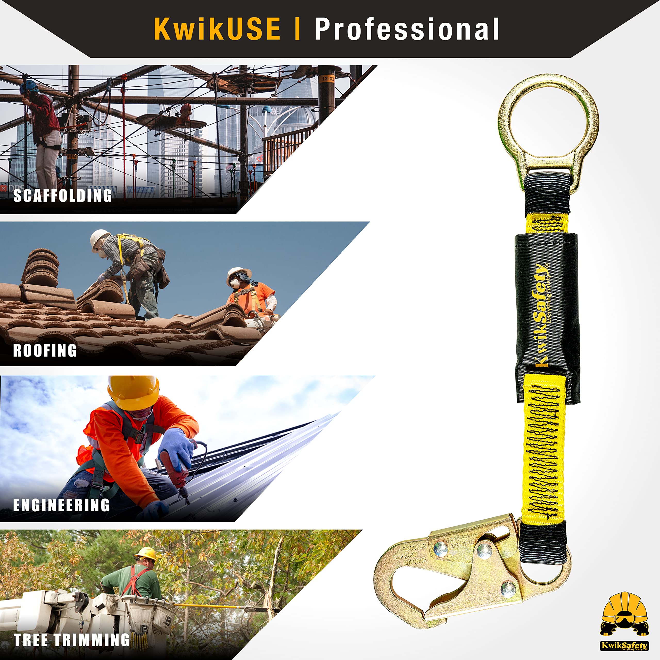 KwikSafety - Charlotte, NC - DOLPHIN DORSAL [1 PACK] 18" D-Ring Extender [Easy Hookup] ANSI Tested OSHA Compliant Harness Extension Lanyard Safety D Ring PPE Construction Roofing Fall Arrest Gear