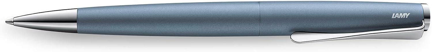 Lamy Studio Ballpoint Pen 266 – Timeless Ballpoint Pen in Glacier Colour Stainless Steel and Propeller Shaped Clip – Stitch Width M