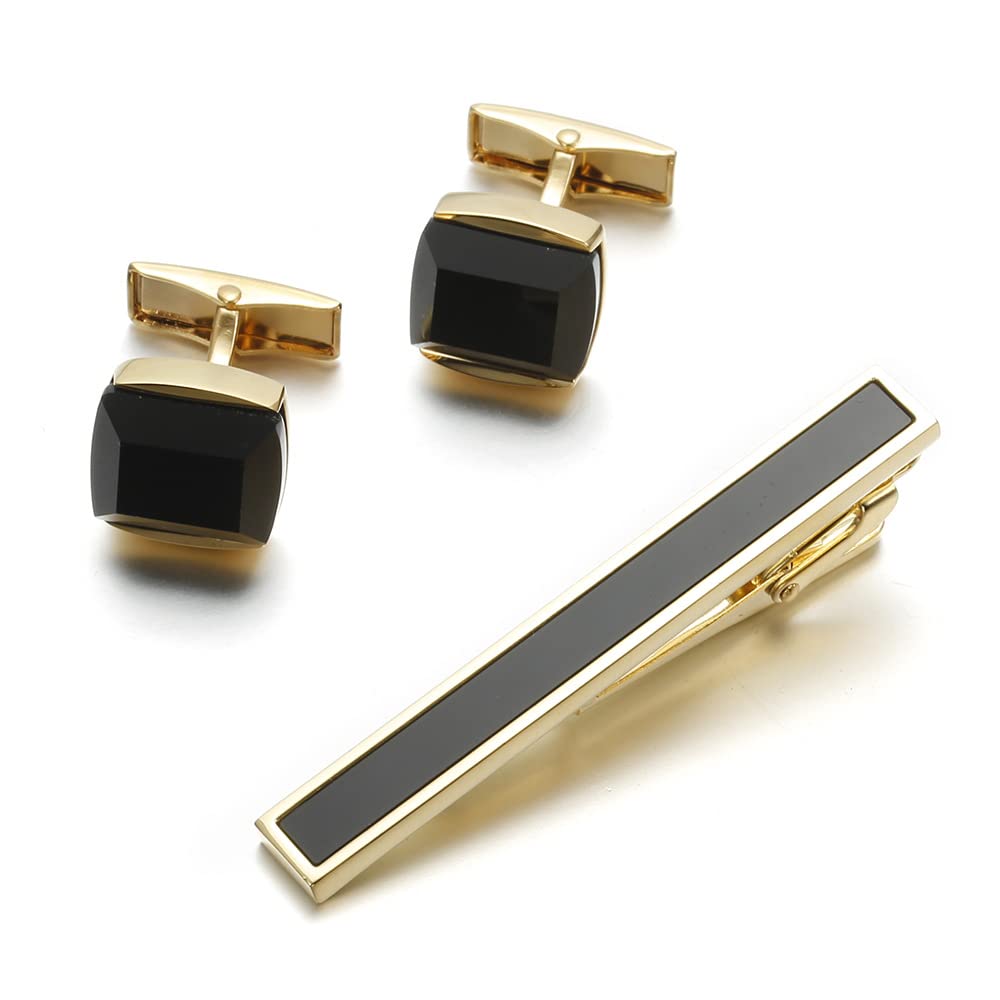Men's Cufflinks Men's Professional Tie Clips Premium Gold Suit Cufflinks Inlaid Accessory Clips