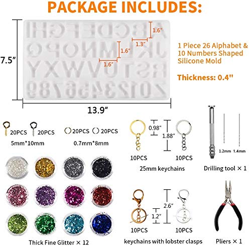 Kyrieval Resin Letter Molds Backwards Alphabet Silicone Mold for DIY Making Epoxy Resin Keychains Crafts Jewelry
