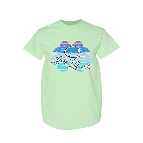 iPrint.on"Baby On Board" T-shirt - baby boy, motherhood, maternity, pregnancy, regular tshirt printed (M, Mint Green)