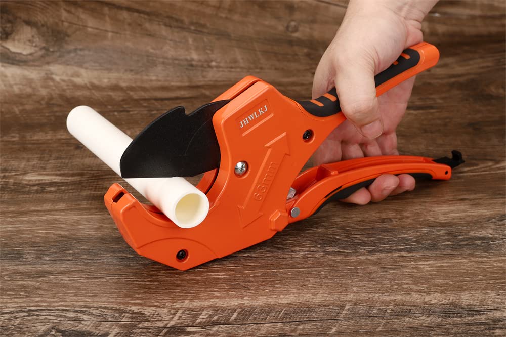 Ratchet Pvc Pipe Cutter, Cuts up to 2-1/2", PVC Cutter 2 Inch, Sk5 blade and aluminum alloy body, Cutting for PEX, PVC, and PPR Pipe, Etc,Ideal for Home Working and Plumbers