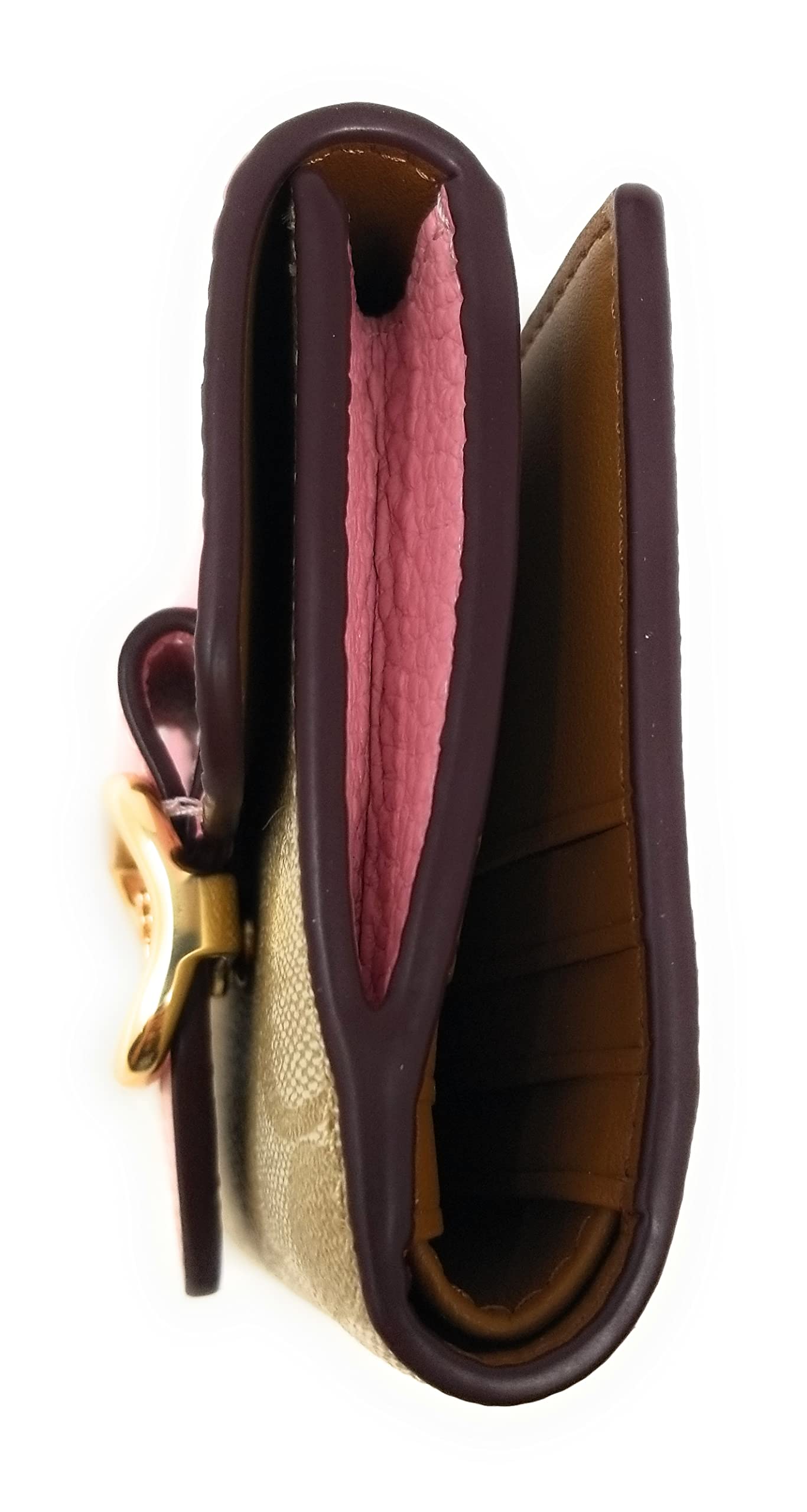 Small Morgan Wallet In Colorblock Signature Canvas (Khaki Powder Pink)