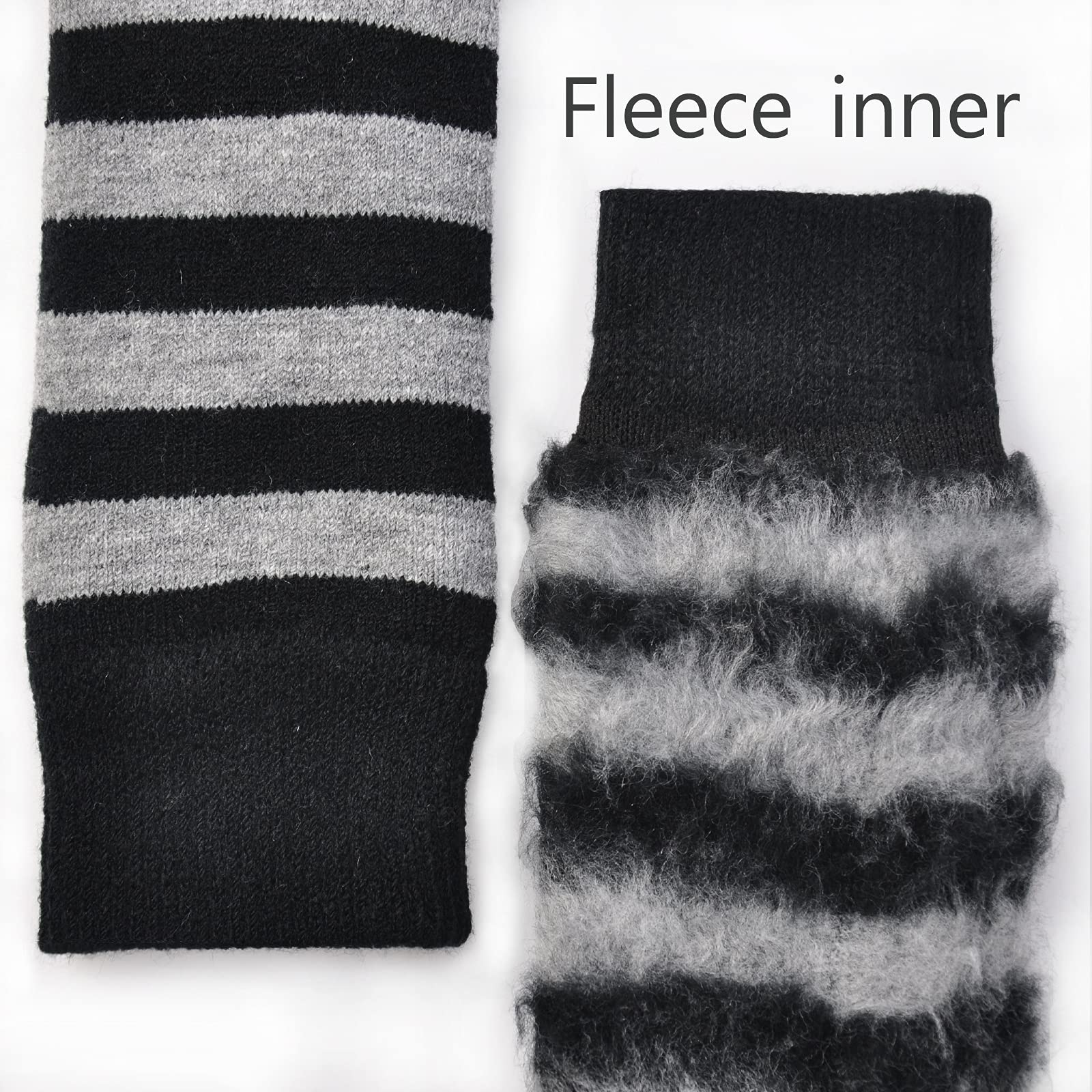 LO SHOKIM Warm Thermal Socks Men Thick Hiking Socks Women Breathable Athletic Boot Socks Winter Ski Crew Socks 3 Pairs(Stripe,L)
