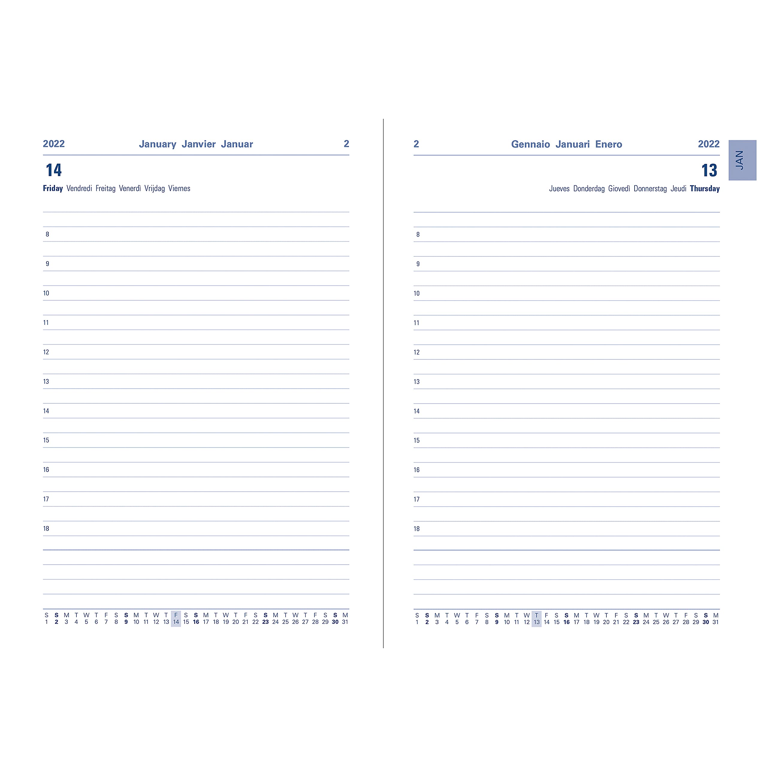 Letts Verona A5 day to a page with appointments and planners 2022 diary - black