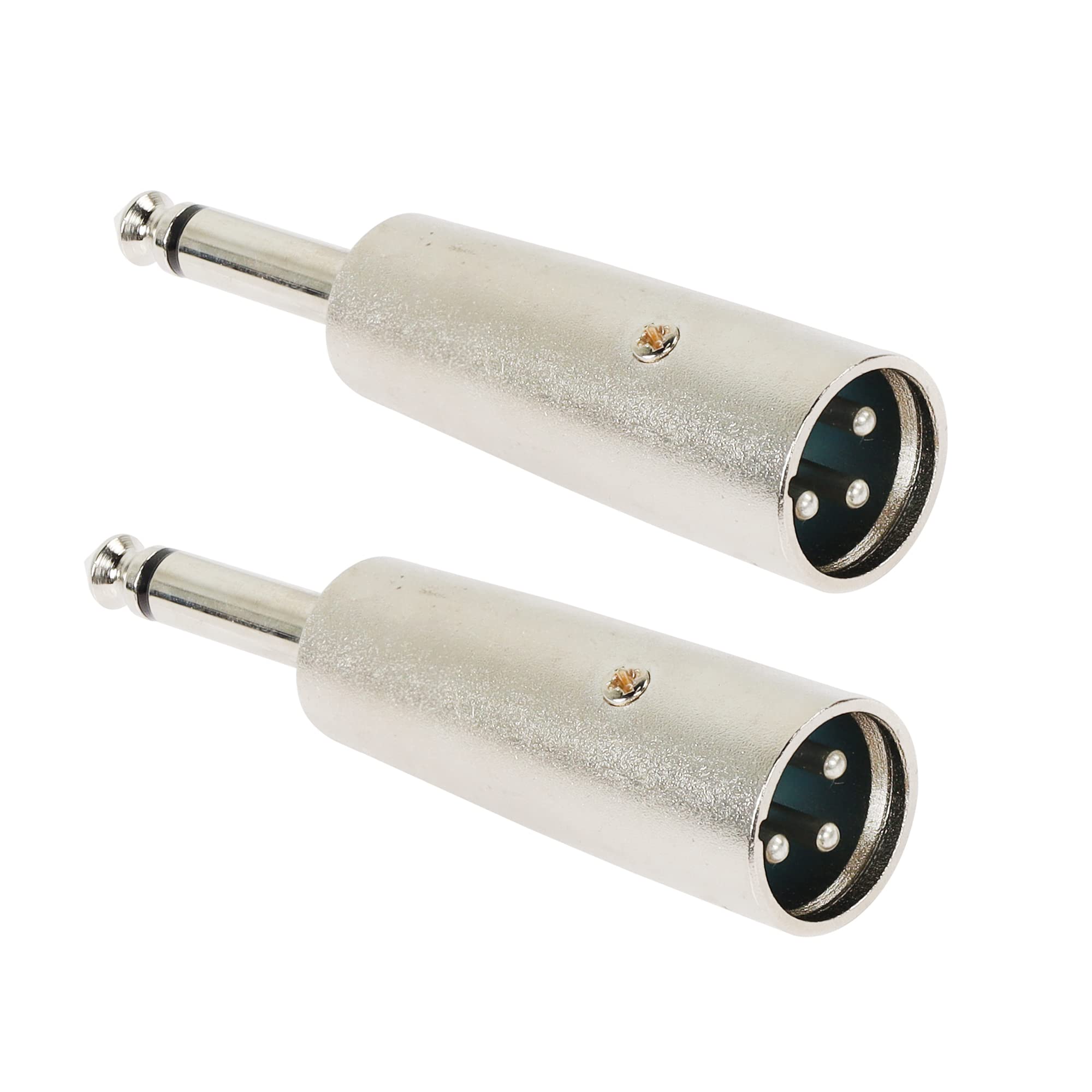PNGKNYOCN 1/4" TS to XLR Adapter,Unbalanced 6.35mm Mono Male to 3 Pin XLR Male Audio Microphone Connector for Mixer, Amplifier Microphone and More(2-Pack)