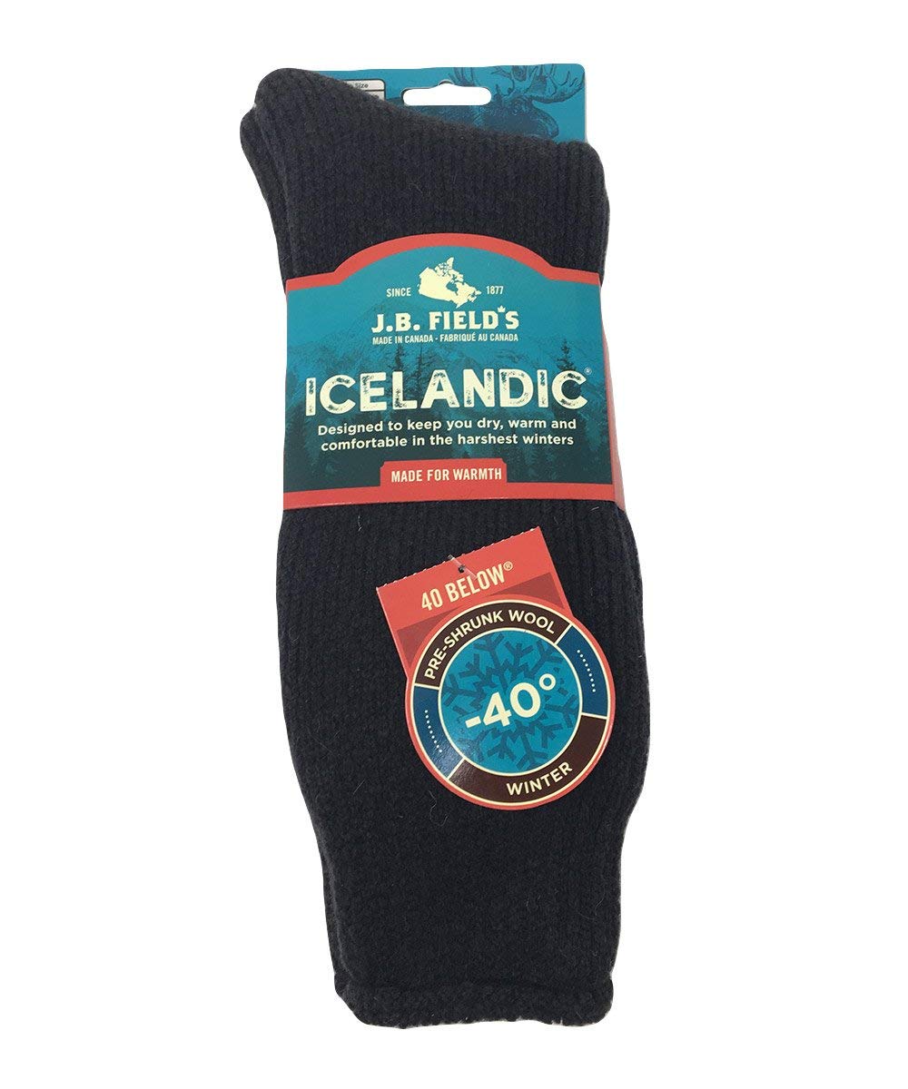 J.B. Field's 85% Wool Arctic Trail -40 Below Winter, Thermal Sock for Men, Women, for Hiking, Trekking & Outdoor 2 Pack, Made In Canada (Medium (5-9 Shoe), Green)