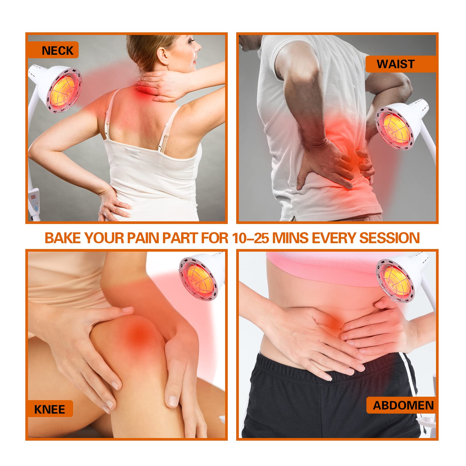 Infrared Light,White 275W Near Red Infrared Heat Lamp for Relieve Joinpt Pain and Muscle Aches