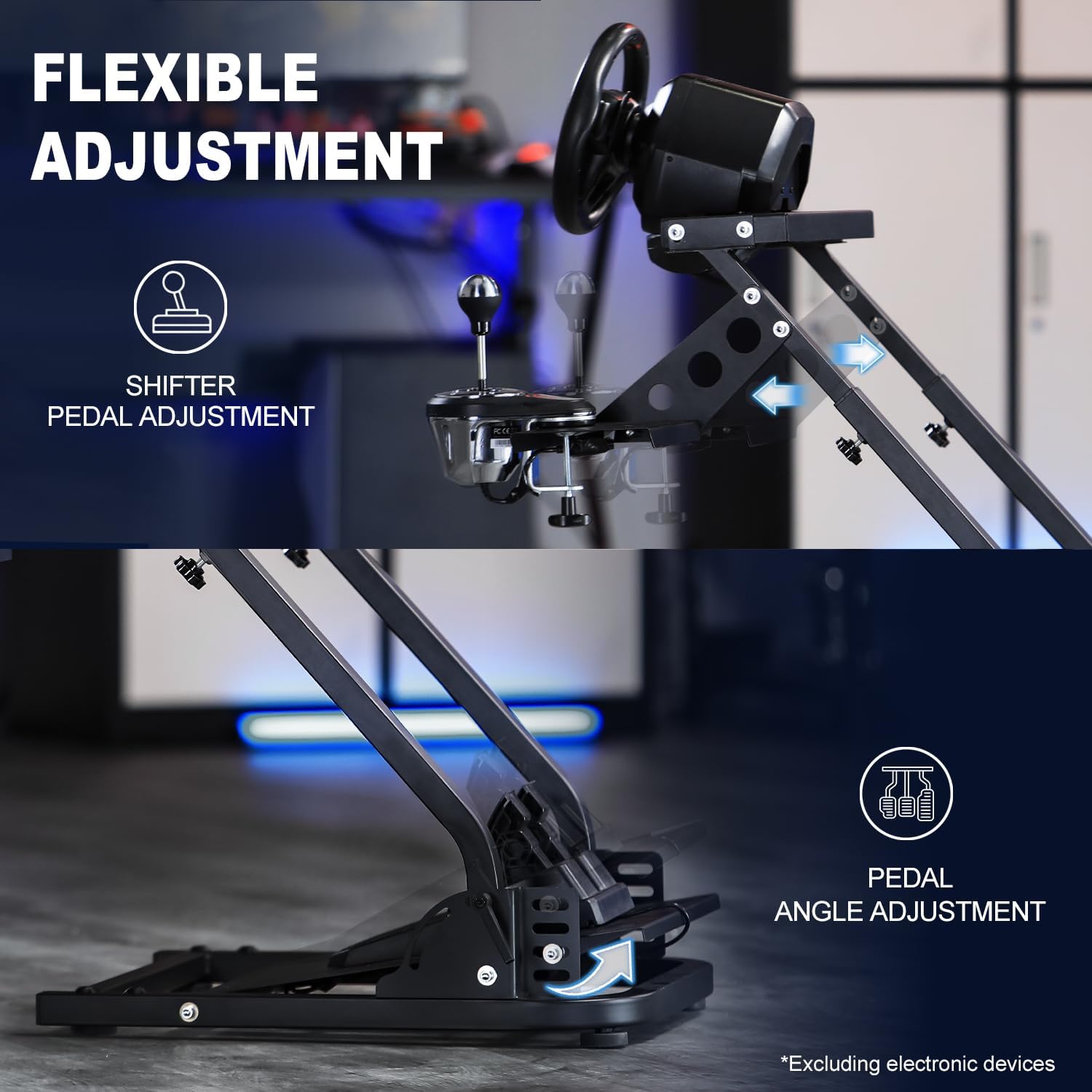Marada G29 Racing Wheel Stand Height Adjustable,Foldable,Made of Carbon Steel, Can Install Both Shifter and Handbrake,Racing wheel, Support for Logitech G25 G27 G920,Thrustmaster T300RS