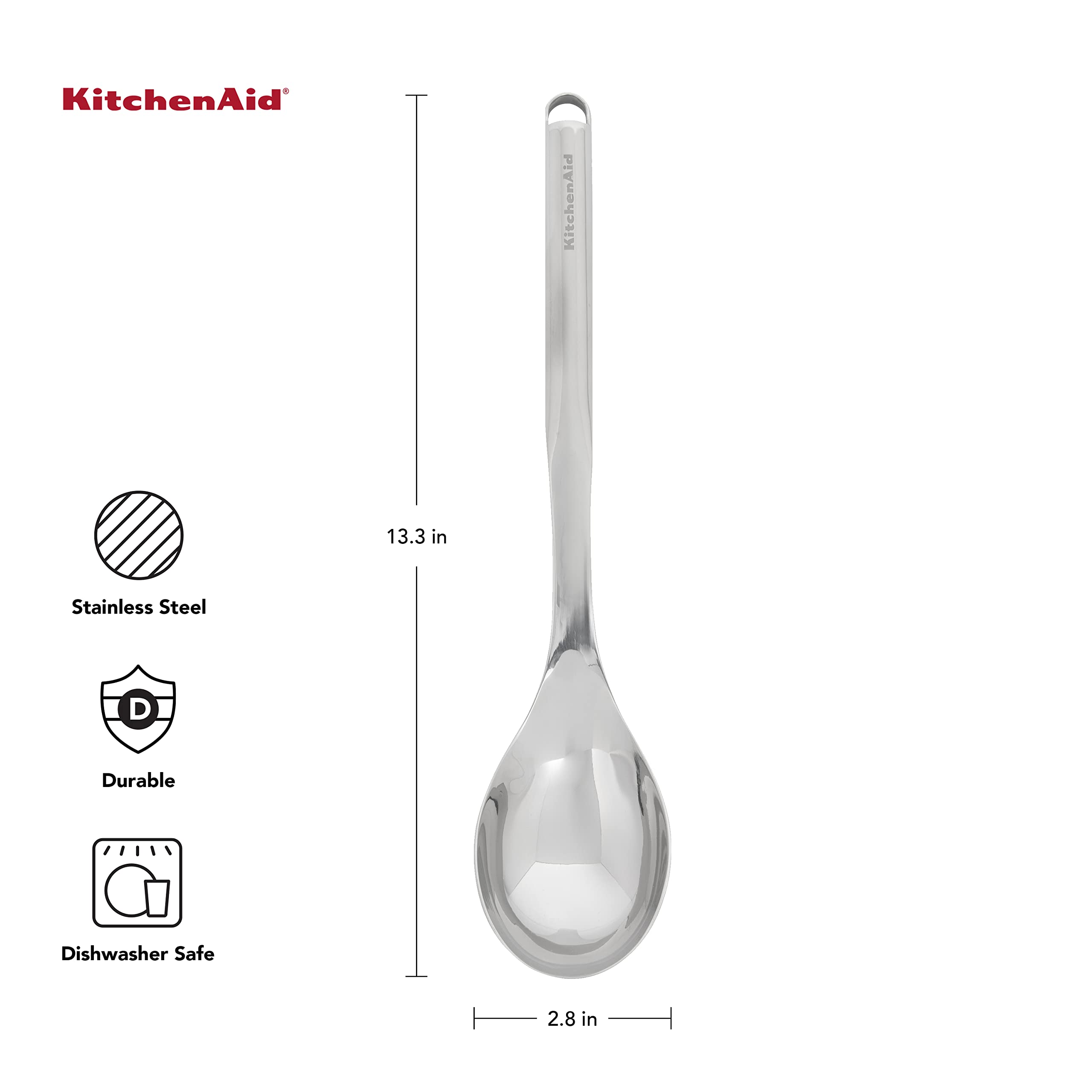 KitchenAid Premium Basting Spoon with Hang Hook, 13.3-Inch, Stainless Steel