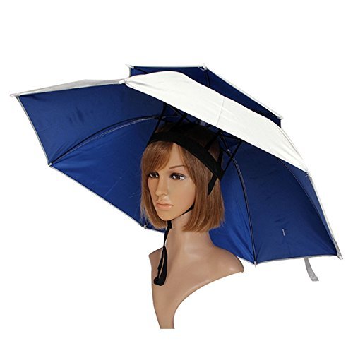ING-WATCH Windproof Sun Rain Double Umbrella Hat Fishing Outdoor Shade Camping Headwear