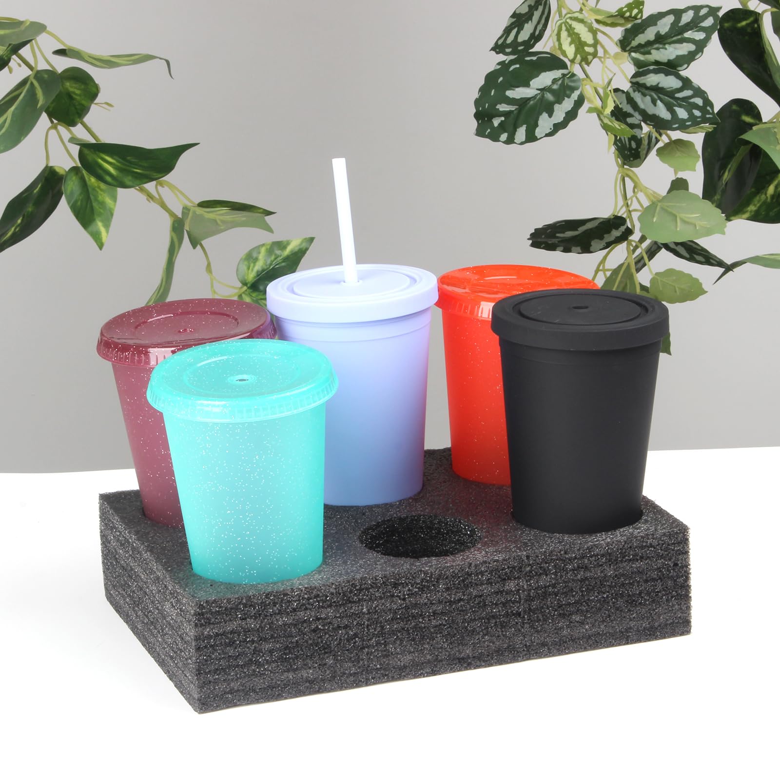 KVMORZE 6-Hole Takeout Coffee Cup Tray 2 Pcs Multi-Hole Foam Cup Holder Tray, To Go Drink Holder for Delivery Hot and Cold Drinks, Beverage Packing Tool for Camping Restaurant Refrigerator Home Decor