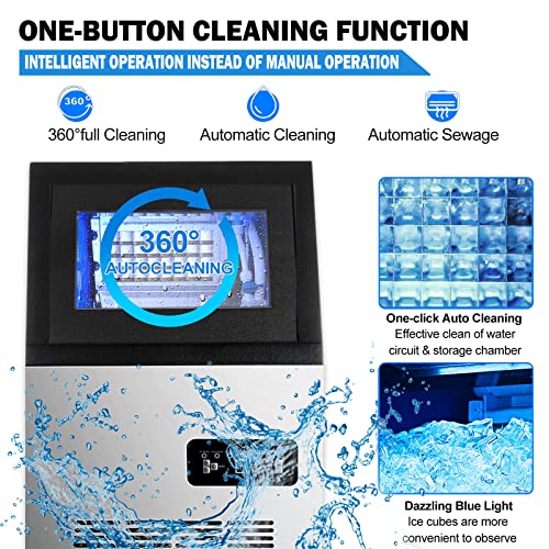 Topdeep Commercial Ice Maker, Under Counter ice Machine 90LBS/24H, Stainless Steel Freestanding Ice Maker Machine 33LBS Storage Capacity Automatic Operation- Ideal for Restaurants, Bars Ice Making
