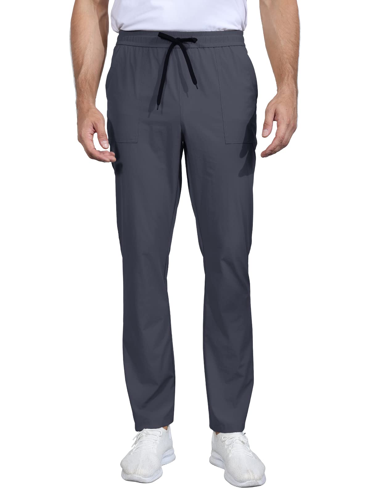 Men's Lightweight Joggers Quick Dry Cargo Hiking Pants Track Running Workout Athletic Travel Golf Casual Outdoor Pants-2XL Grey